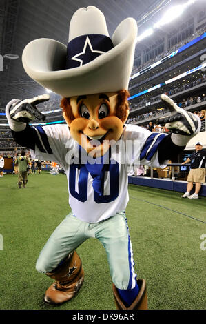 Dallas Cowboys mascot Rowdy celebrates on the field before a preseason ...