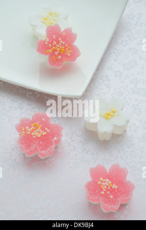 Colorful Flower-Shaped Gummy Candies on White Background Stock Photo ...