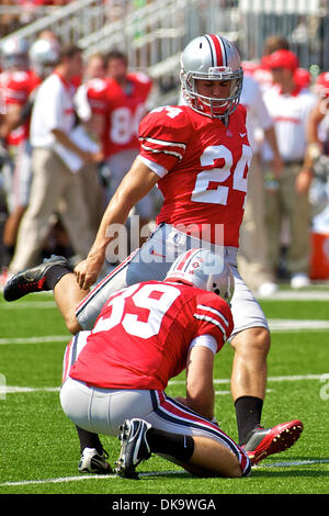 Ohio State kicker Drew Basil (24) in a college football game in the ...