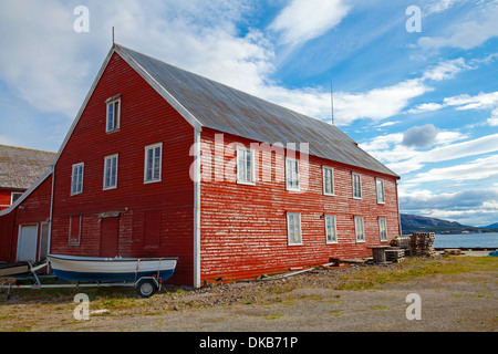 Old red wooden fishing boat at the lake in summer sunny day Stock Photo ...