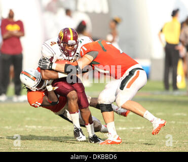 Bethune Cookman running back Anthony Jordan (1) is tackled by Miami ...