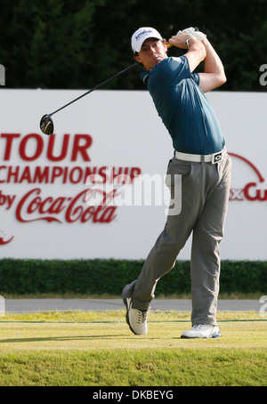 Rory McIlroy on the first hole during the second preview day of the ...