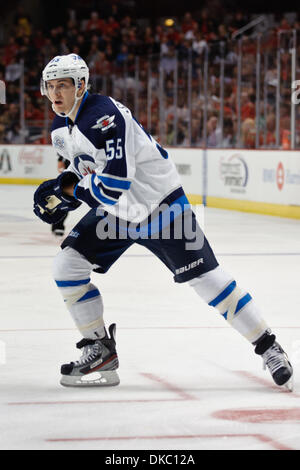 Winnipeg Jets center Mark Scheifele (55) tangles with Colorado ...