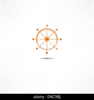 Cartoon ship wheel. Doodle helm of ship. Vector illustration can used ...