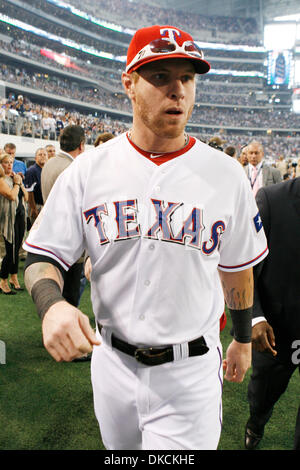 Texas Rangers Josh Hamilton looks on from the dugout during the eighth ...