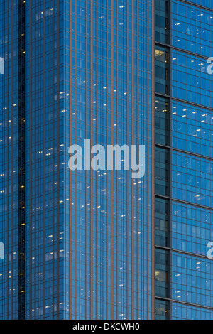 Russell Investments Center facade at twilight with lights blinking on ...