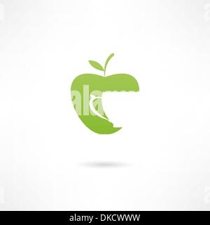 Painting of a red apple with a single green leaf in an abstract vector ...