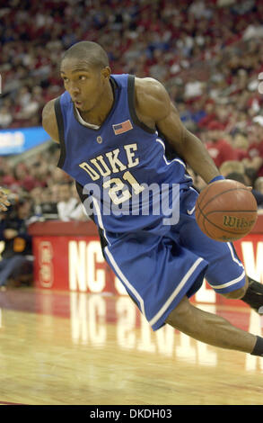 Jan 20, 2007; Raleigh, NC, USA; Duke Bluedevils JOSH McROBERTS blocks a ...