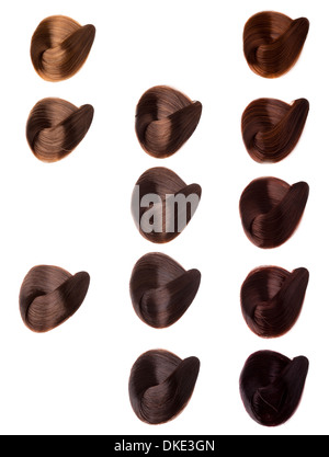 Locks of healthy blond hair on white background Stock Photo - Alamy