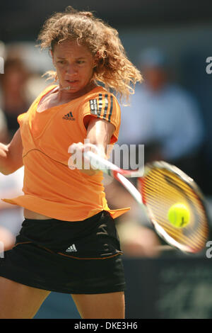 Patty Schnyder from Switzerland returns the ball to Daniela Hantuchova ...