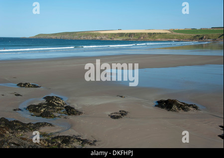 Sandend, and Sandend Beach, Aberdeenshire, Scotland, UK - seen across ...