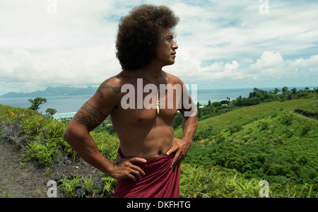 Polynesian with traditional tattoo, French Polynesia Stock Photo - Alamy