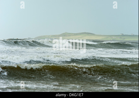 Surf at Rhosneigr Anglesey North Wales Uk St Jude storm Stock Photo - Alamy