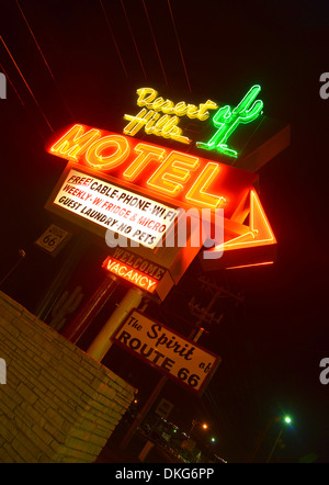 Route 66 Neon, Desert Hills Motel in Tulsa USA neon sign outside ...