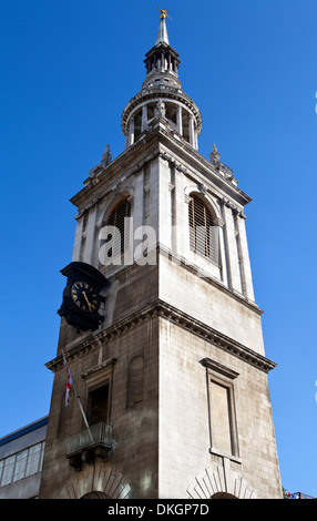 Saint Mary Le Bow Church bell tower, on corner of Bow Churchyard and ...