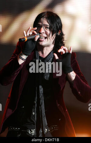 Austin Winkler, lead singer of Hinder, performs on stage at the Molson ...