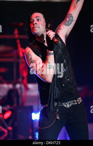 Austin Winkler, lead singer of Hinder, performs on stage at the Molson ...