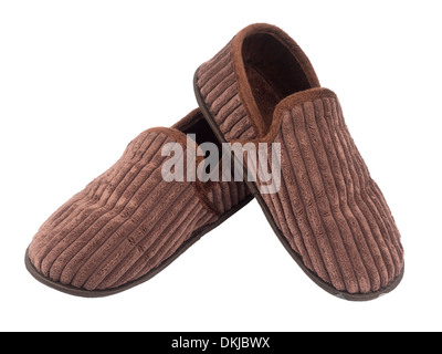 Brown slippers cut out isolated on white background Stock Photo - Alamy