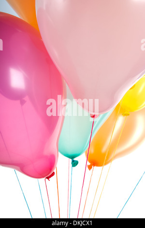 Bottom view of colorful balloons isolated on white Stock Photo - Alamy