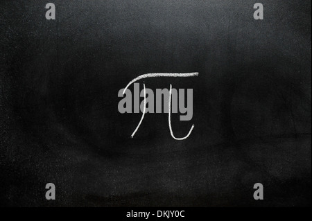 A blackboard with the Pi symbol written on it in white chalk Stock ...