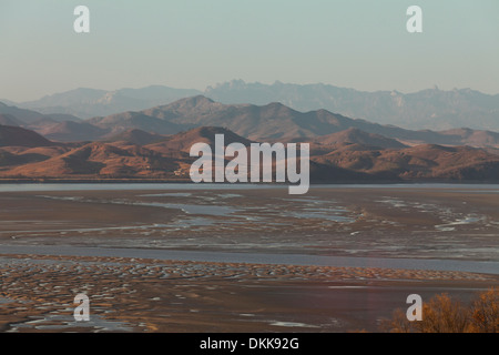 View of North Korea across the Imjin river neutral zone (DMZ) from ...