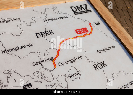Korean DMZ map Stock Photo - Alamy