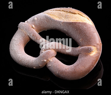 frozen german lye roll named pretzel in black reflective back Stock ...