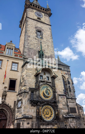 Prague Astronomical Clock. Ornate medieval clock face. Golden zodiac ...