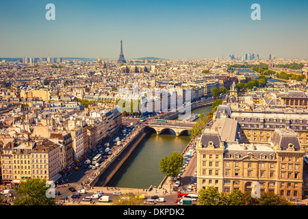 Paris cityscape, aerial view of Paris, The River Seine Stock Photo - Alamy