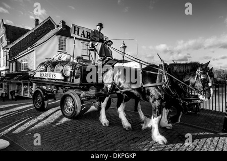 Harveys Brewery Dray Crosses Cliffe Bridge, Lewes, Sussex, England ...