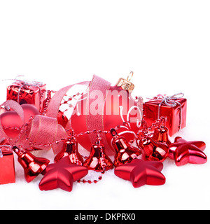 red christmas stars on blue background with snowflakes Stock Photo - Alamy