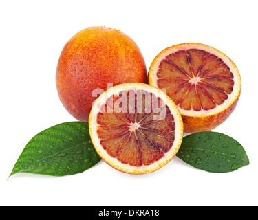 Cut ripe red orange isolated on white Stock Photo - Alamy