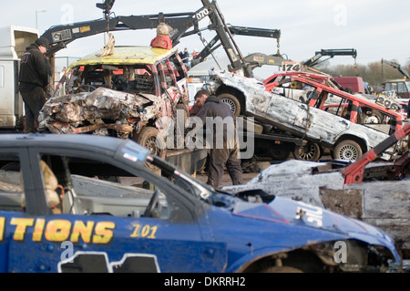 banger race racing pit pits in the car cars smashed up smash crash ...