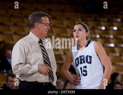 Oral Roberts Golden Eagles head coach Kelsi Musick calls out to her ...