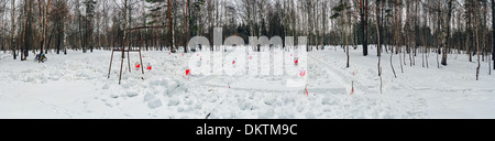 Winter orienteering competition - snow labyrinth - start position Stock ...