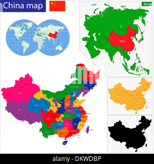 China political map with capital Beijing and national borders. Peoples ...