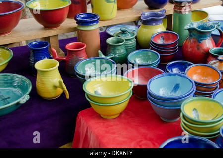 Hand made colorful ceramic pottery. Hand painted pottery. Traditional ...
