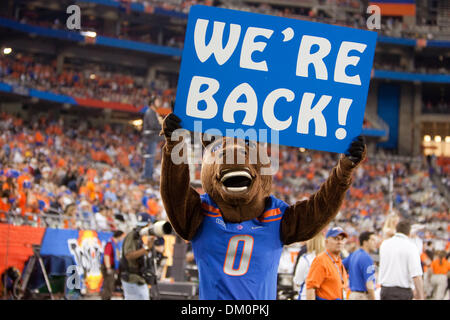 Boise State mascot Buster Bronco on the Bronco Walk to the football ...