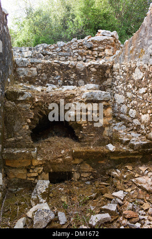 The ruined village of Palia Vlahata near Sami, Kefalonia, Greece ...