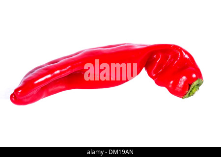 one red pepper on white background Stock Photo - Alamy