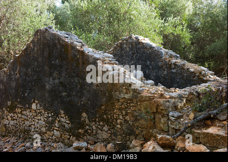 The ruined village of Palia Vlahata near Sami, Kefalonia, Greece ...