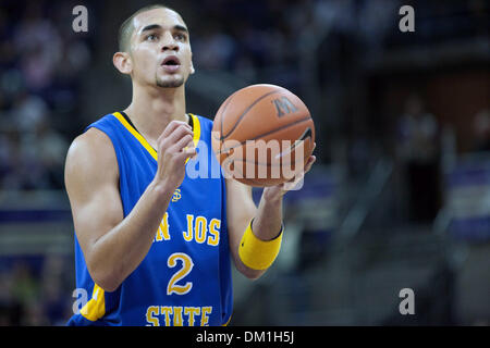 San Jose State guard Adrian Oliver (2) shoots over Washington guard ...