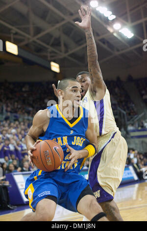 San Jose State guard Adrian Oliver (2) shoots over Washington guard ...