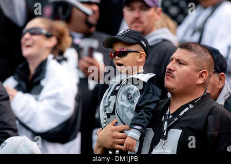 Raider fans during game action at the Oakland Coliseum, also known as ...