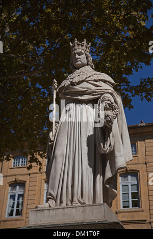 Statue and fountain of Good King René, Count of Provence, on the Cours ...