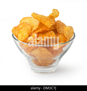 Bowl of crisps on white background Stock Photo - Alamy