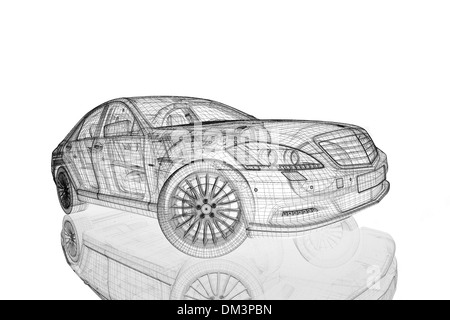 Car 3D model body structure, wire model Stock Photo - Alamy