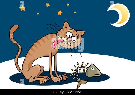 Cartoon illustration of hungry homeless cat Stock Vector Image & Art ...
