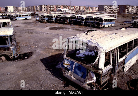Destroyed buses at the Kabul Bus Depot in Afghanistan 1994 Stock Photo ...