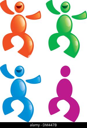 Illustration of happy little man in different colors Stock Vector Image ...